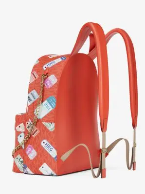 Michael Kors Slater Medium Printed Logo Backpack - Red