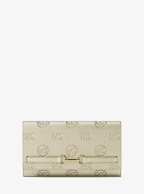 Michael Kors Carson Large Metallic Logo Debossed Wallet - Gold