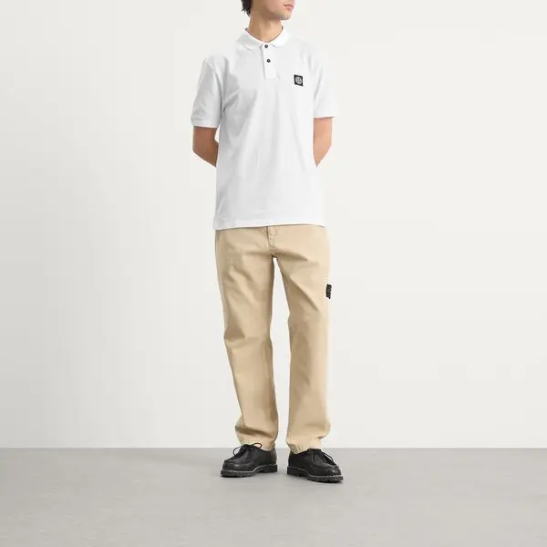 Stone Island Patch Logo Polo - White