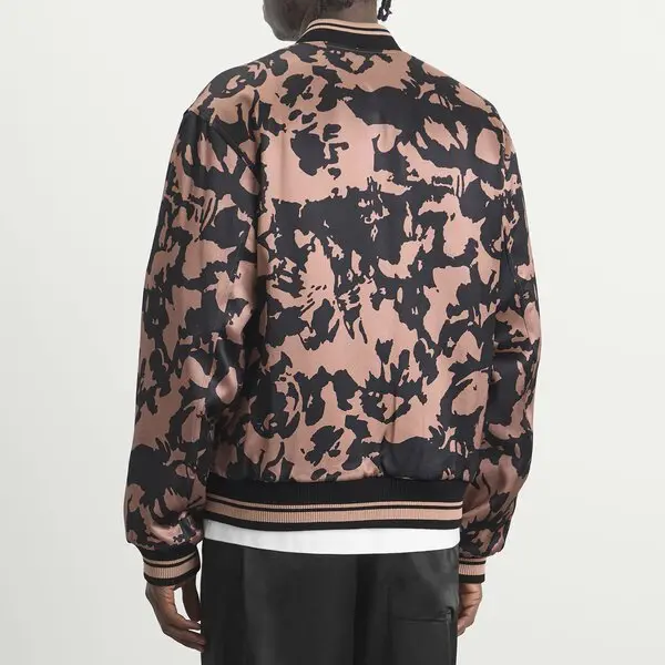 Dries Van Noten Abstract Floral Satin Reversible Bomber Jacket