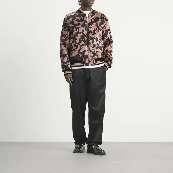 Dries Van Noten Abstract Floral Satin Reversible Bomber Jacket