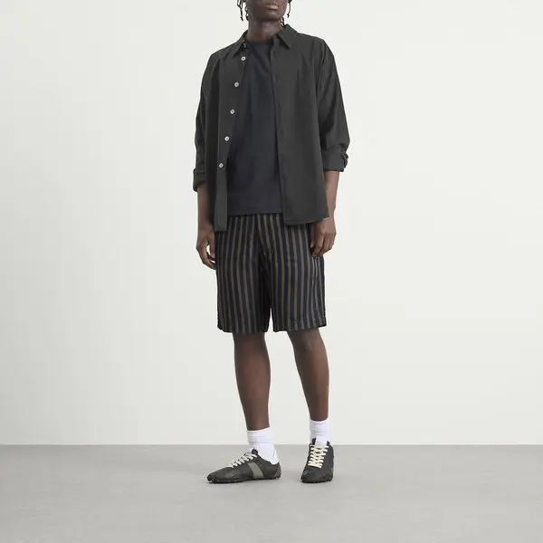 Dries Van Noten Stripe Cupro Shorts - Navy