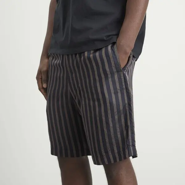 Dries Van Noten Stripe Cupro Shorts - Navy
