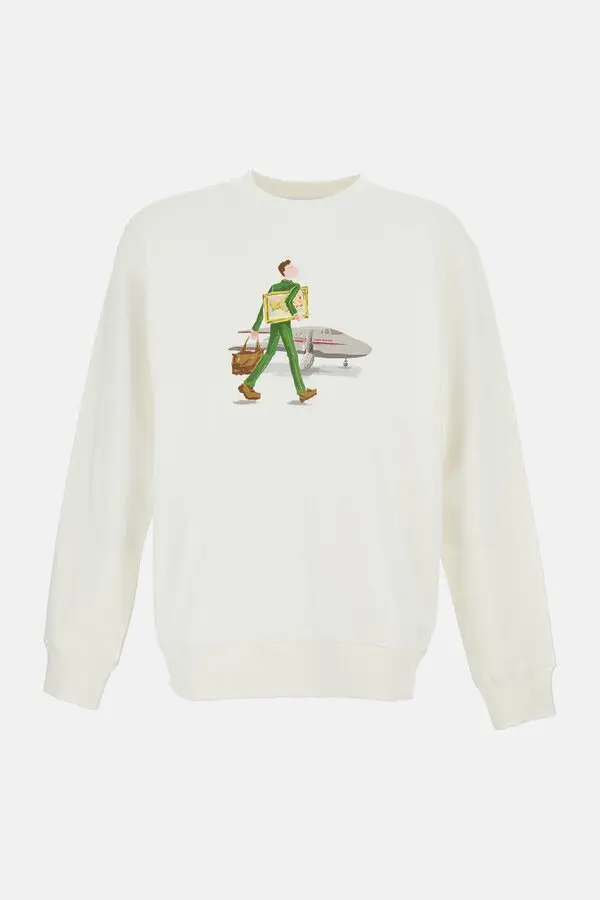 Drole De Monsieur Crewneck Relaxed Fit Sweatshirt - Bianco