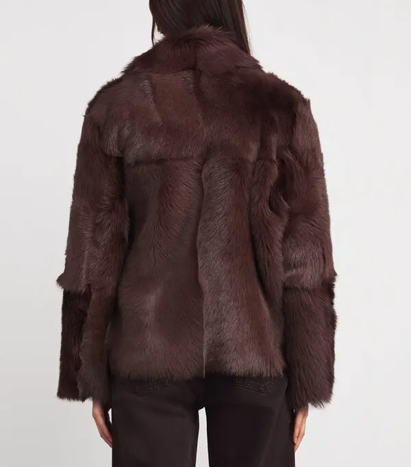 Nour Hammour Shearling Verena Wrap Jacket - Black