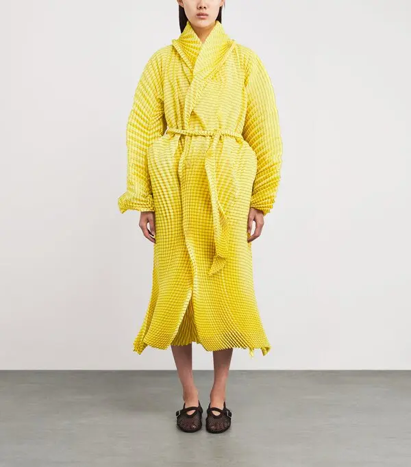 Issey Miyake Hand Pleats Stripe Coat