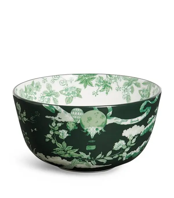 Harrods Fine Bone China Toile Bowl - Green
