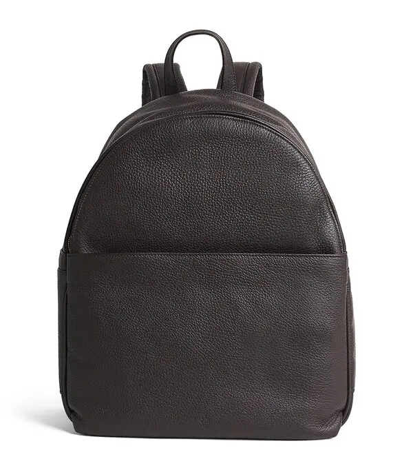 Eleventy Grained Leather Backpack - Brown