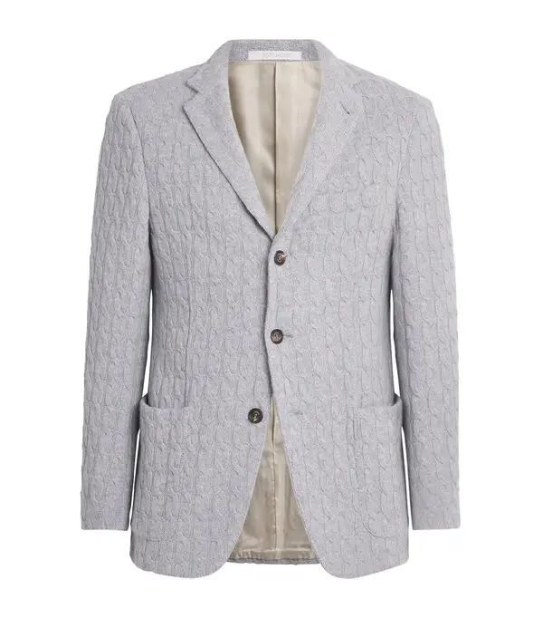 Eleventy Wool-cashmere Braided Blazer