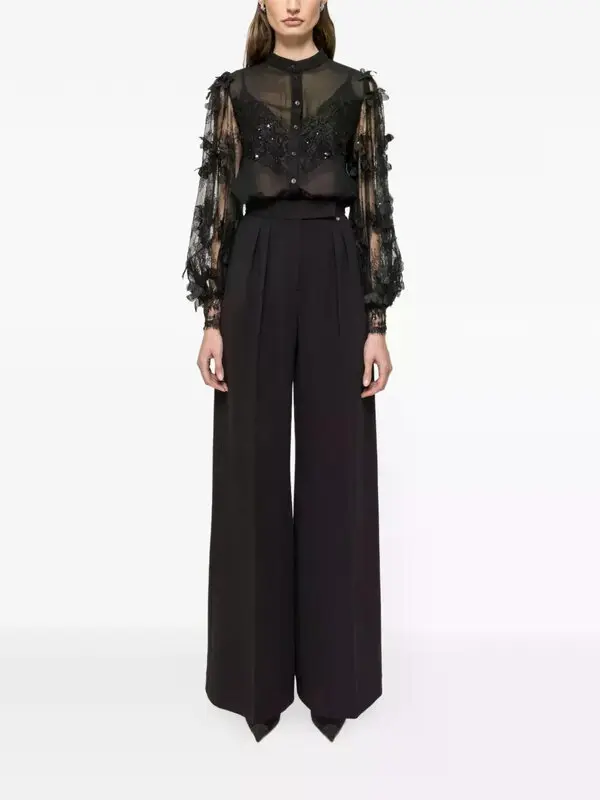 NISSA Floral Lace Shirt - Black
