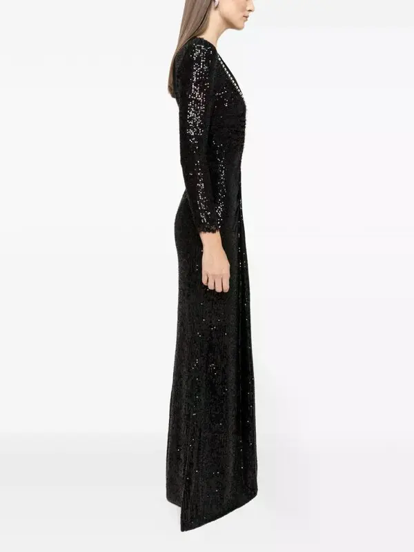 NISSA Embellished Sequin Maxi Dress
