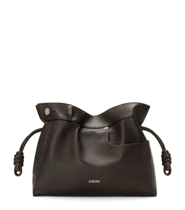 Loewe Medium Calfskin Flamenco Panta Clutch Bag - Brown