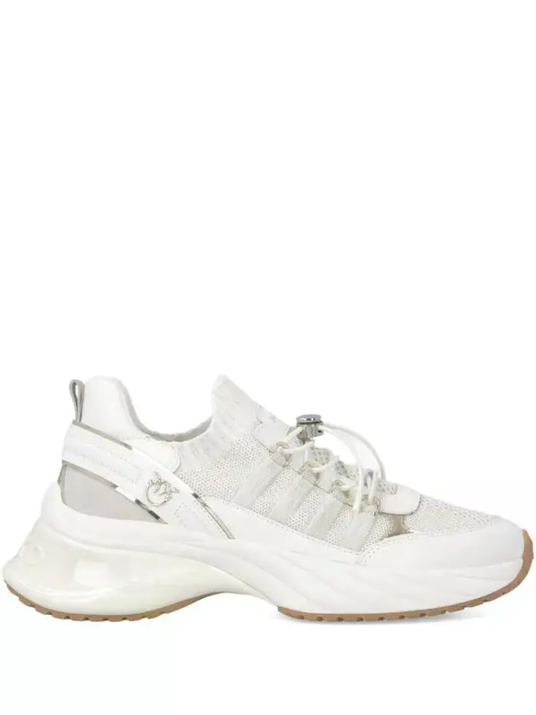 Pinko Knit Sneakers With Laces And Drawstring Cord Lock - White