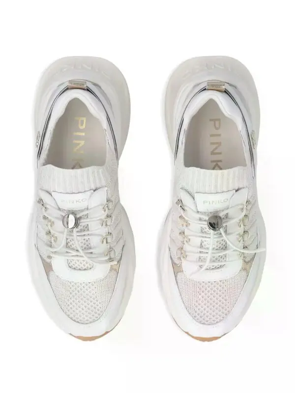 Pinko Knit Sneakers With Laces And Drawstring Cord Lock - White