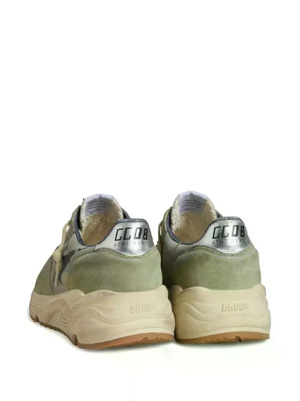 GOLDEN GOOSE Running Sole Sneakers In Sage Nylon And Suede With Printed Star - Green