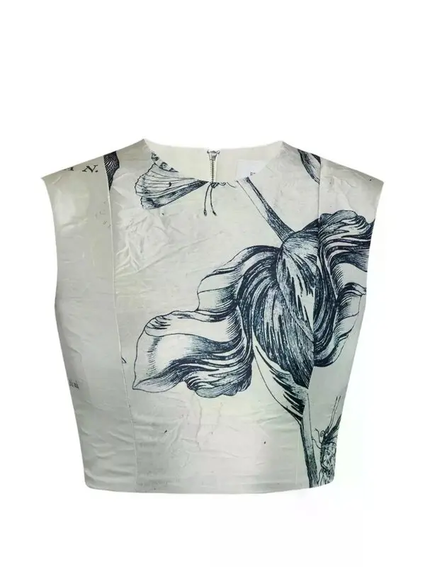 Erdem Floral-print Sleeveless Satin Top