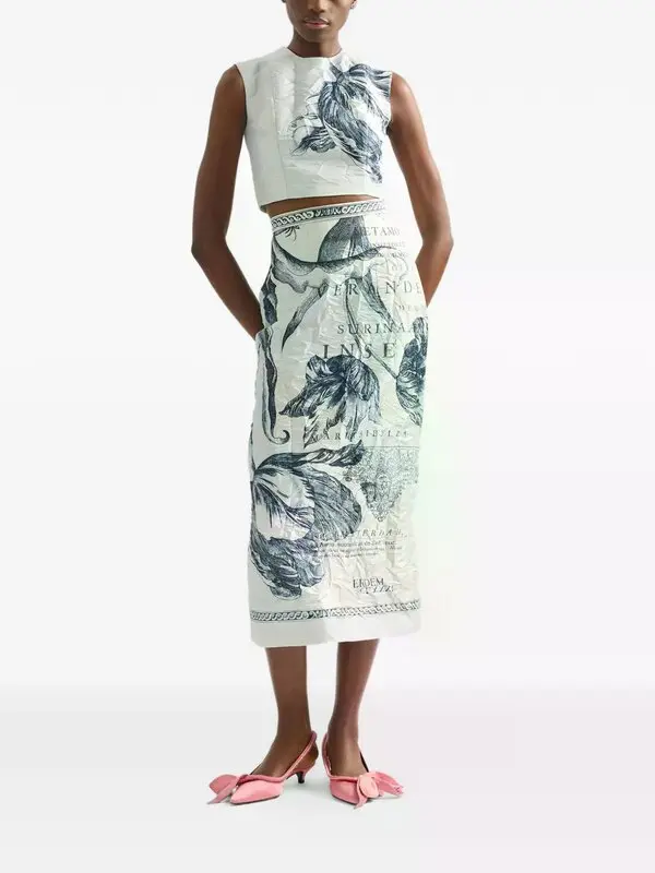 Erdem Floral-print Sleeveless Satin Top