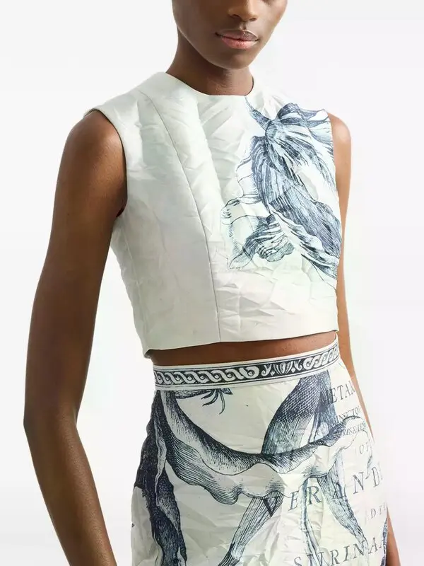 Erdem Floral-print Sleeveless Satin Top