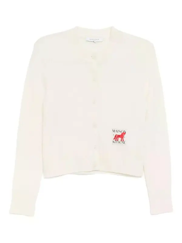 Maison Kitsuné Logo-patch Button-up Cardigan - Neutrals