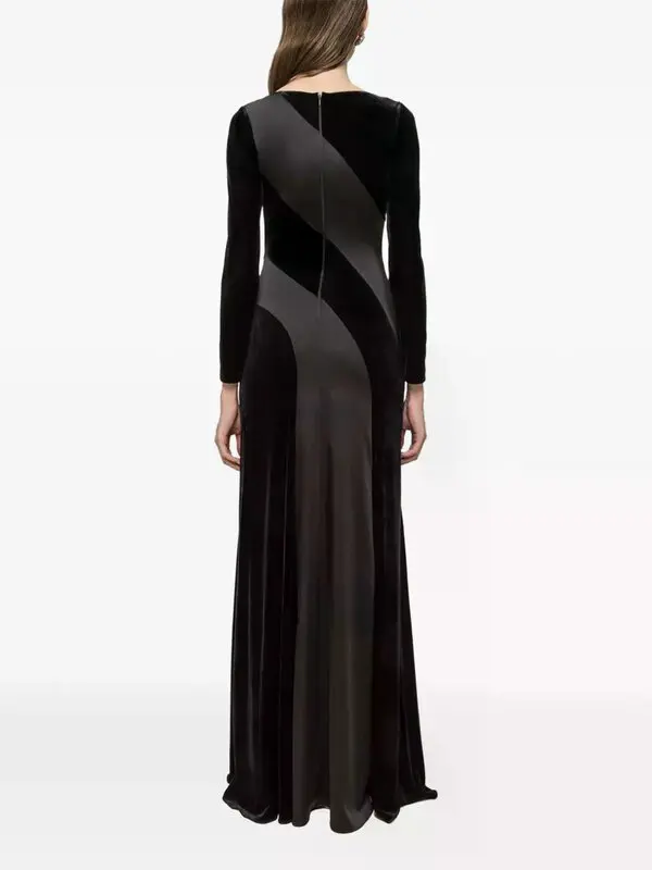 NISSA Satin Velvet Maxi Dress