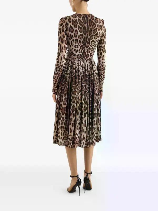 Dolce & Gabbana Animal-print Midi Dress - Brown