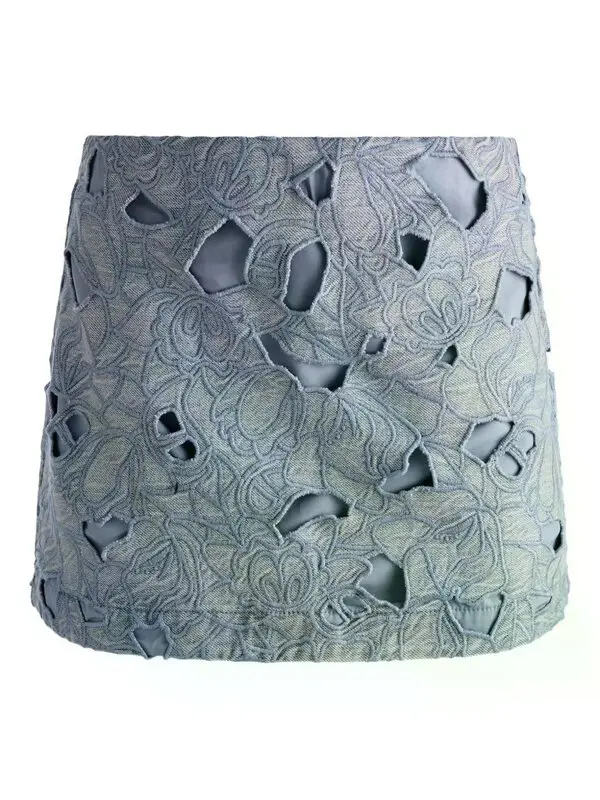 Alice + Olivia Embroidered Eyelet Mini Skirt