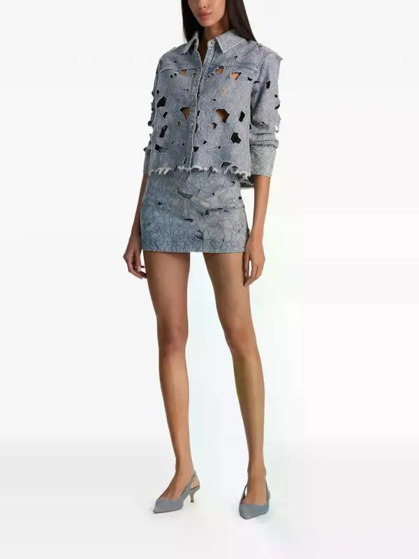 Alice + Olivia Embroidered Eyelet Mini Skirt