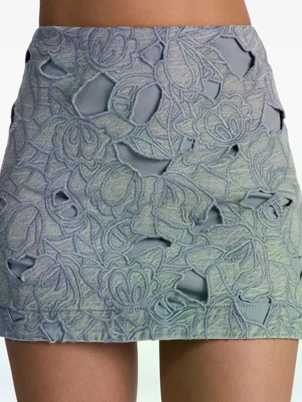 Alice + Olivia Embroidered Eyelet Mini Skirt
