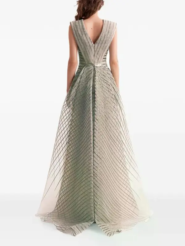GEMY MAALOUF Striped Devoré Maxi Dress