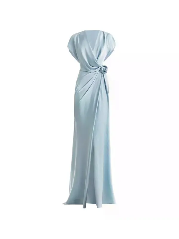 GEMY MAALOUF Draped V-neck Flower Maxi Dress