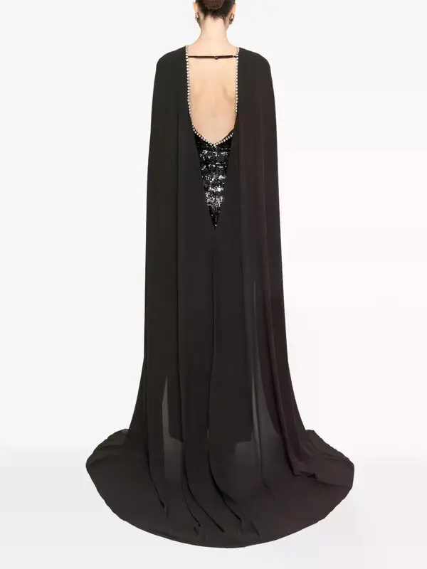 NISSA Sequined Cape Maxi Dress