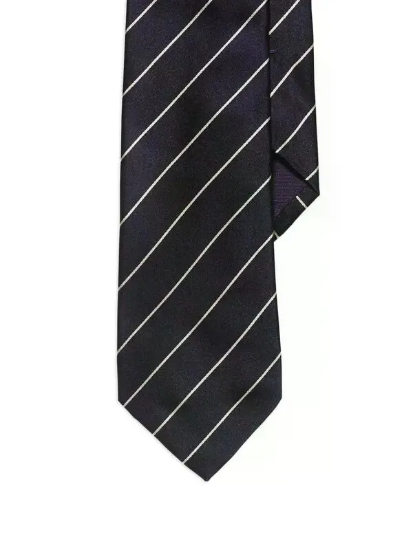 Ralph Lauren Purple Label Striped Satin Neck Tie - Blue