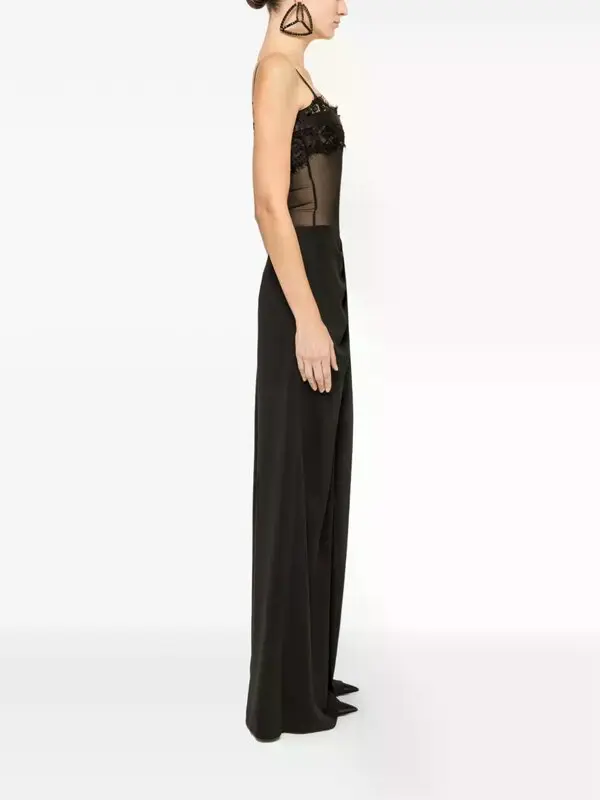 NISSA Lace-trimmed Tulle Bodysuit