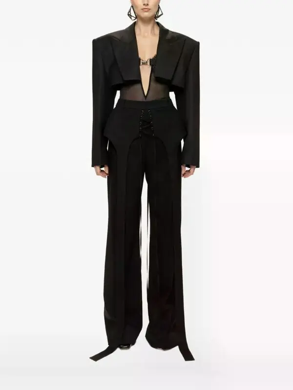 NISSA Lace-trimmed Tulle Bodysuit - Black