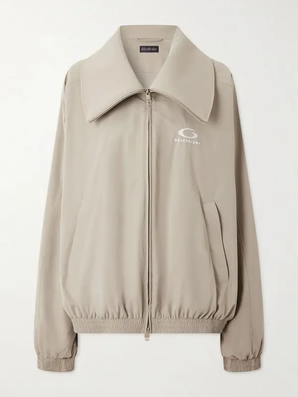 Balenciaga Oversized Embroidered Shell Track Jacket - Neutrals