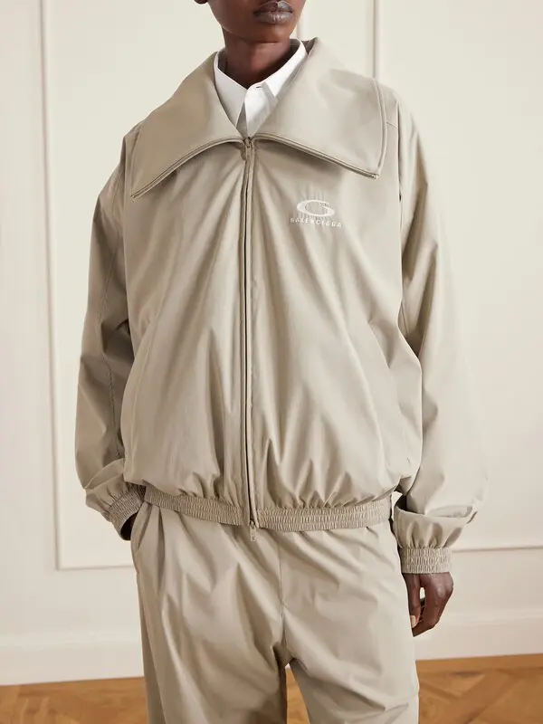 Balenciaga Oversized Embroidered Shell Track Jacket - Neutrals