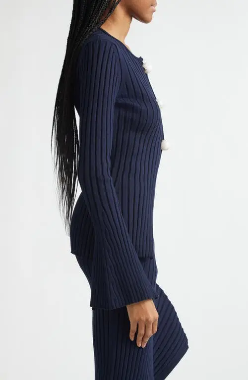 Stella McCartney Ribbed Cotton Cardigan - Ink