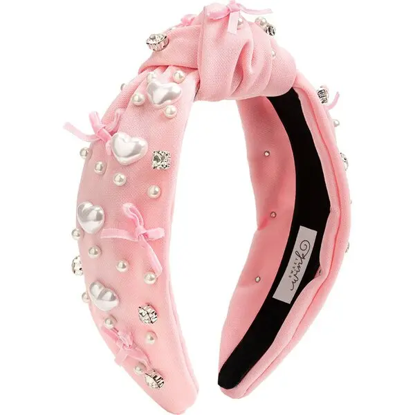 SWEET WINK Pearl Heart Gemstone Headband - Blush Pink