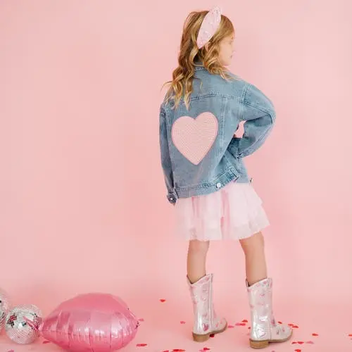 SWEET WINK Pearl Heart Patch Jacket