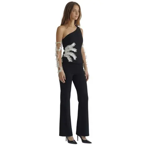 AKALIA Sophie One-shoulder Jumpsuit With Decorative Gloves