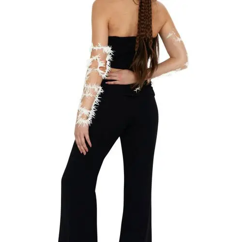 AKALIA Sophie One-shoulder Jumpsuit With Decorative Gloves