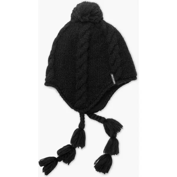 Turtle Fur Ingrid Earflap Pom Beanie - Black