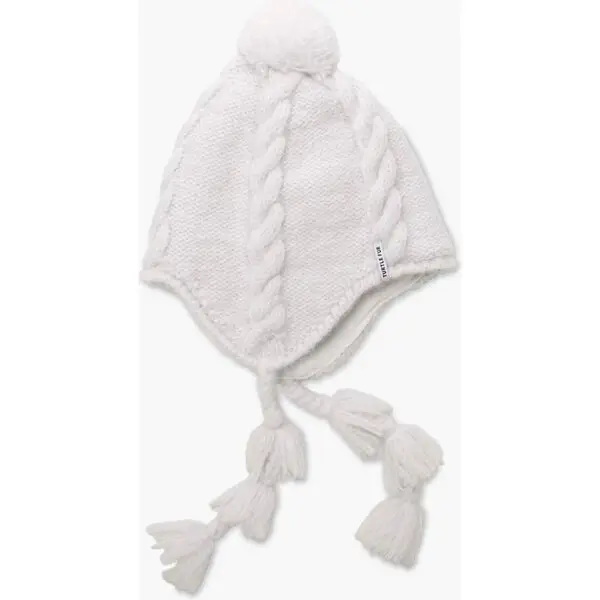 Turtle Fur Ingrid Earflap Pom Beanie - White