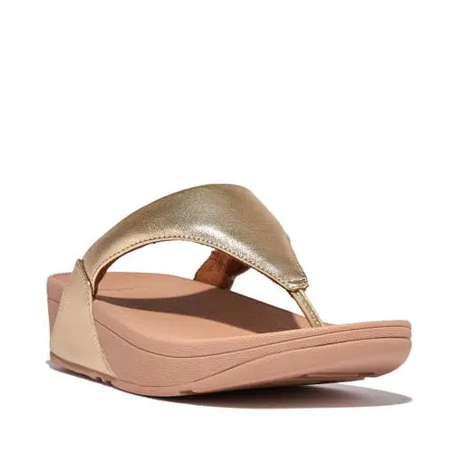 Fitflop Lulu Leather Metallic Toe Post Sandal - Platino