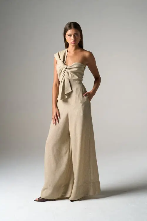 JBQ Eden One-shoulder Jumpsuit - Parchment
