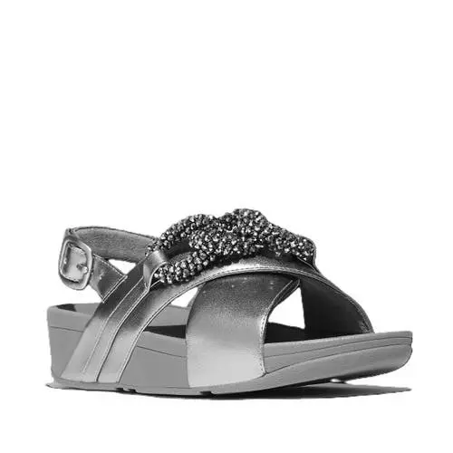 Fitflop Lulu Beaded Chain Back Strap Sandals - Silvereen