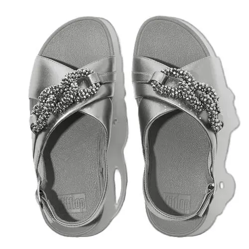 Fitflop Lulu Beaded Chain Back Strap Sandals - Silvereen