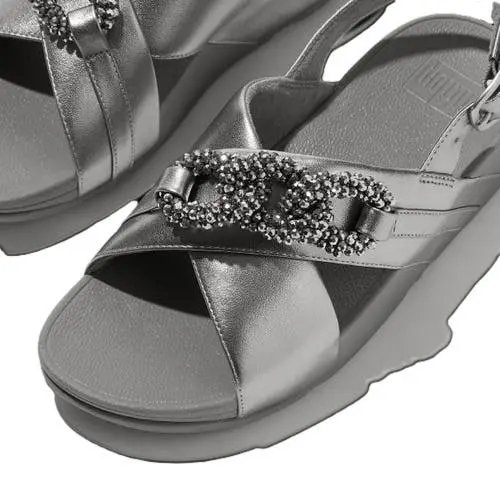 Fitflop Lulu Beaded Chain Back Strap Sandals - Silvereen