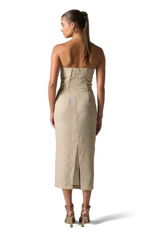 JBQ Bellucci Strapless Midi Dress - Parchment