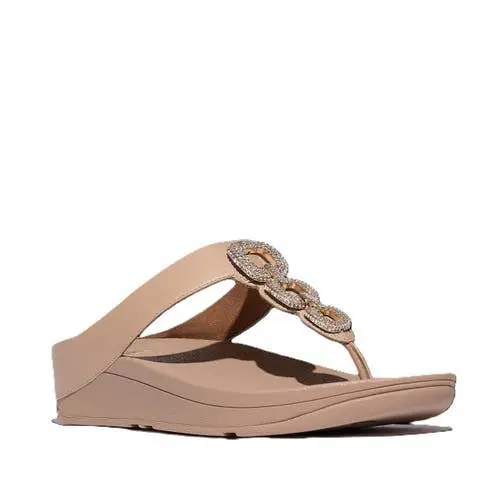 Fitflop Fino Crystal Chain Toe Post Sandals - Classic Beige